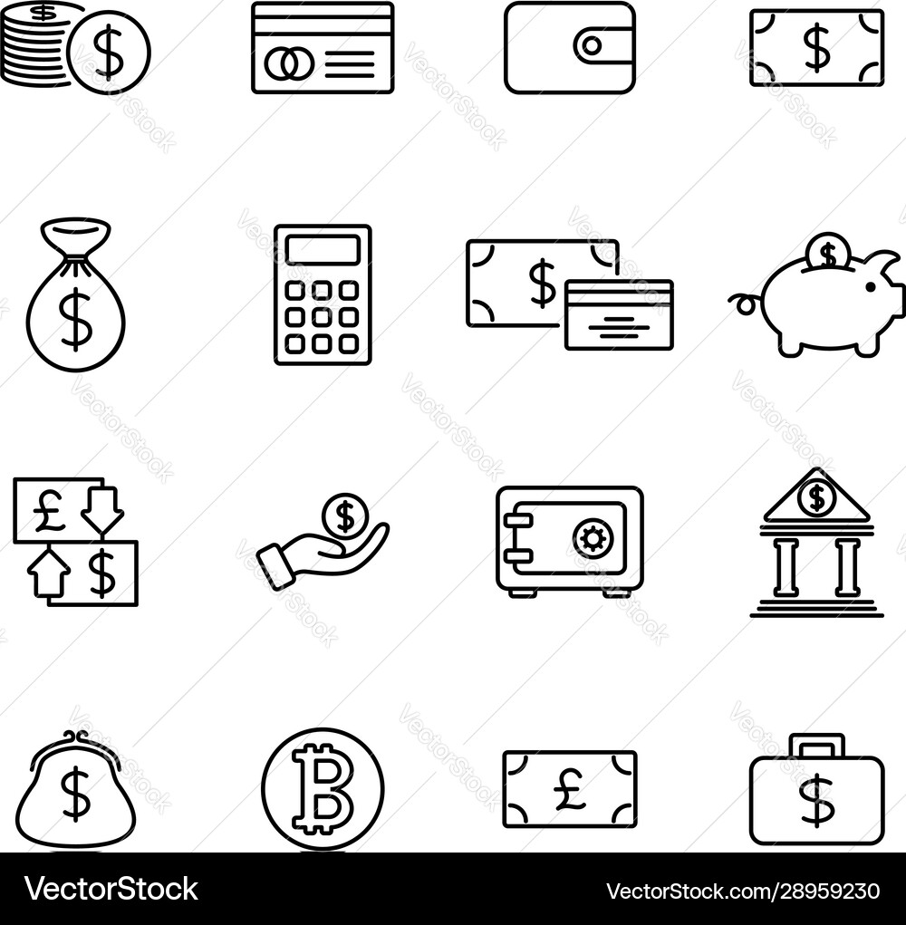 Economic icon set editable stroke outline style Vector Image