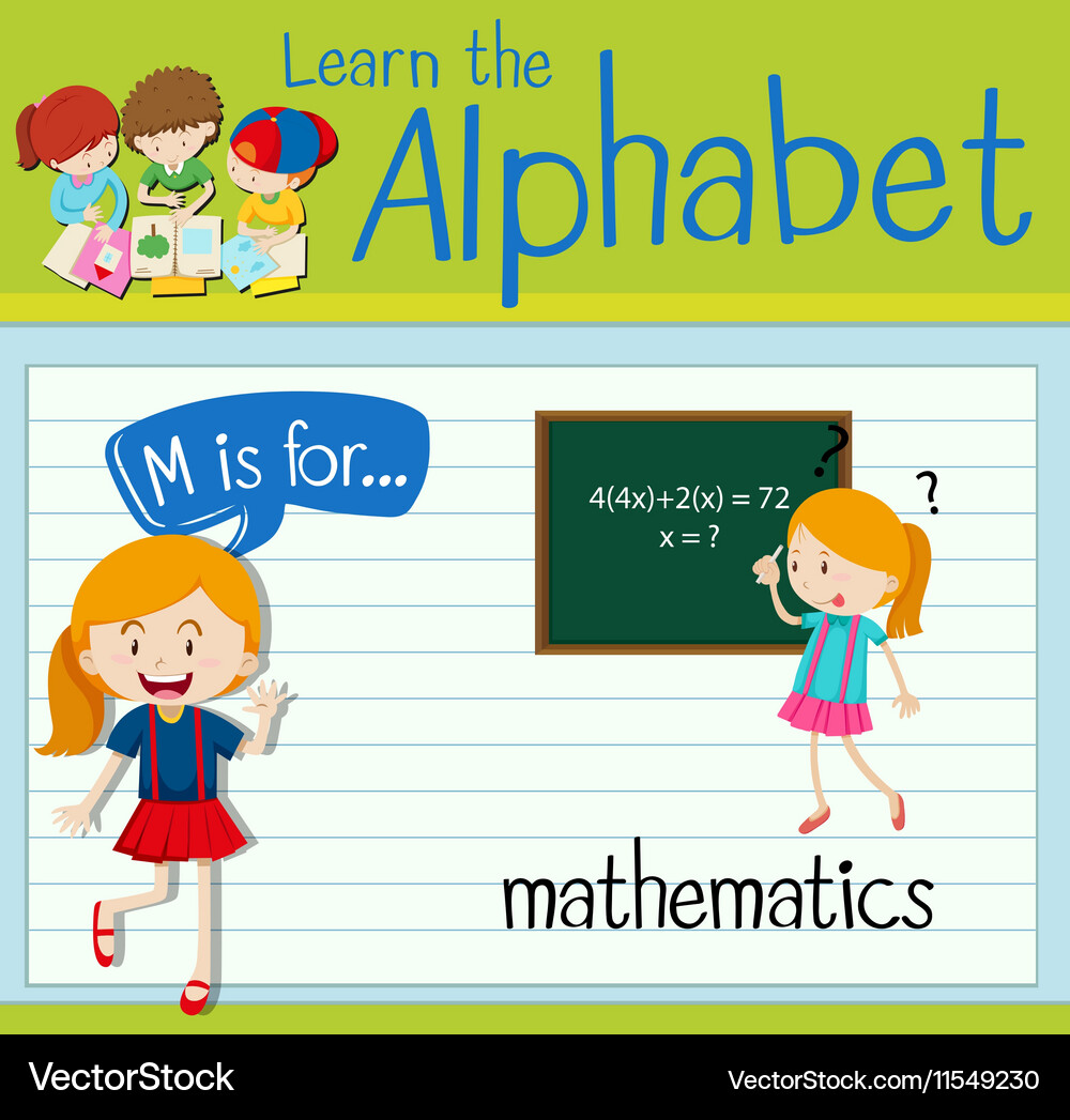 Flashcard letter m is for mathematics Royalty Free Vector