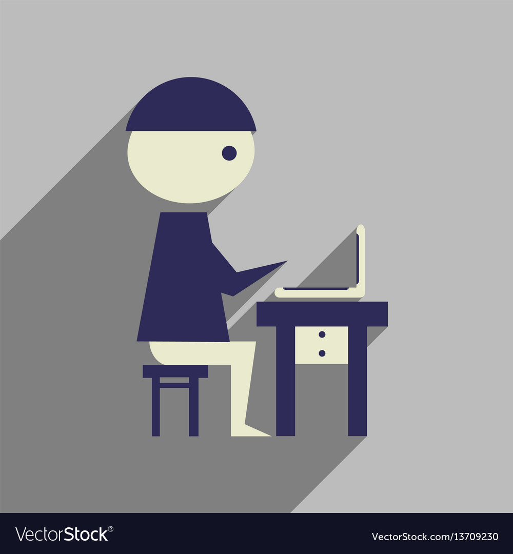 Flat web icon with long shadow man laptop Vector Image