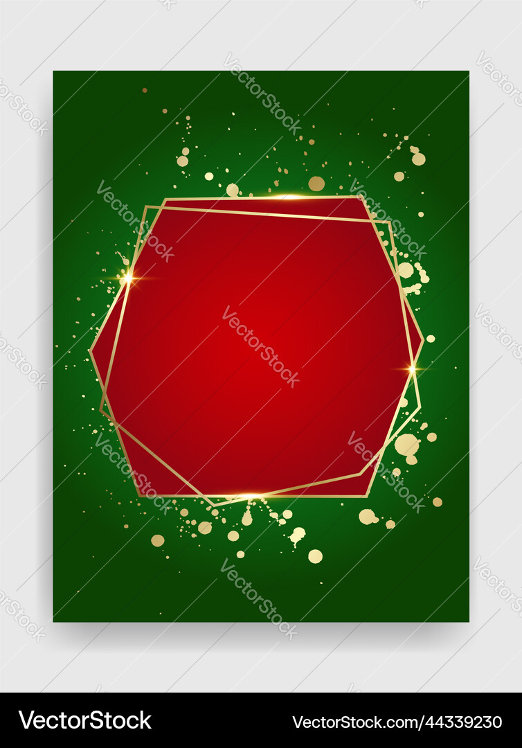 Golden shiny glowing blank christmas frame Vector Image