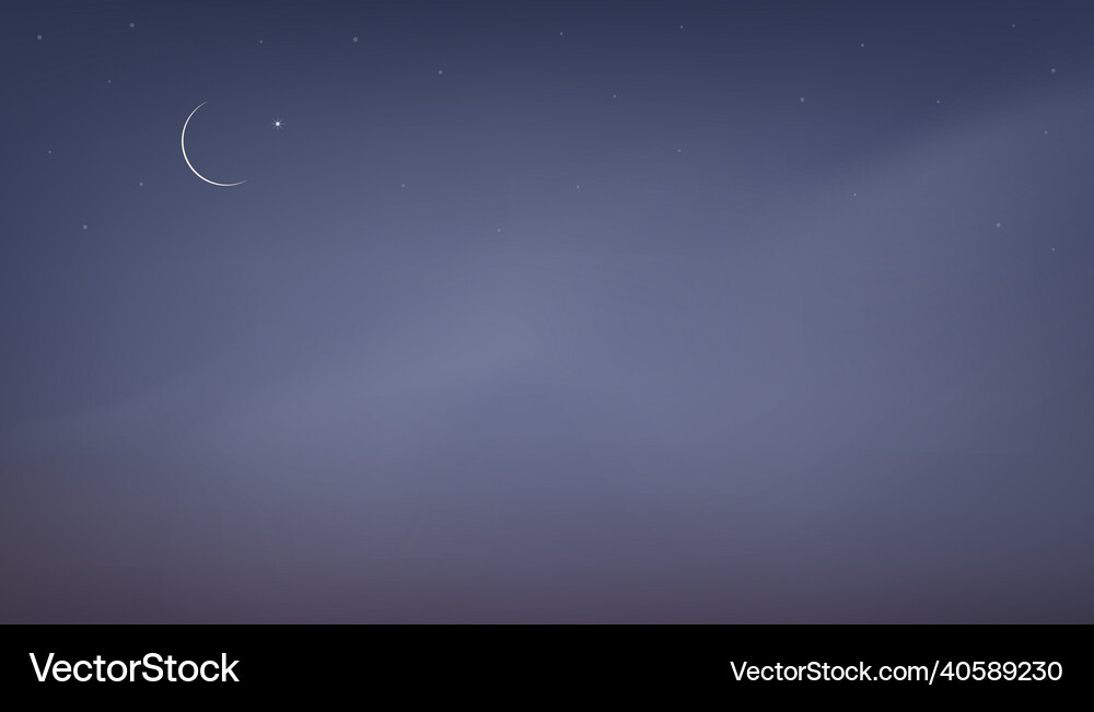 Islamic crescent moon with misty dark blue sky Vector Image