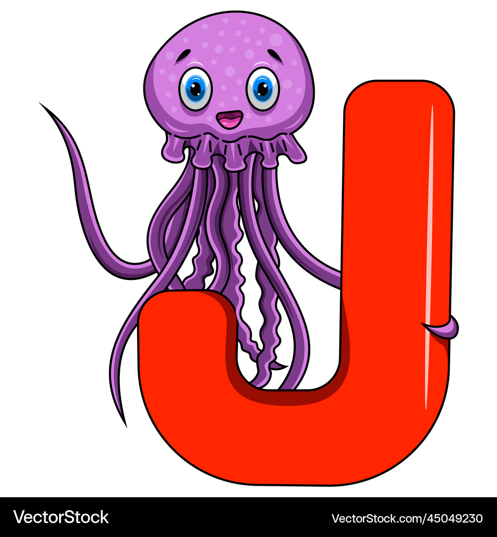 J letter for jelly fish Royalty Free Vector Image
