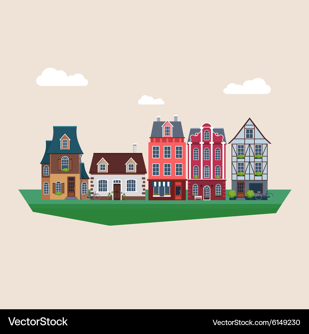 Old vintage houses Royalty Free Vector Image - VectorStock