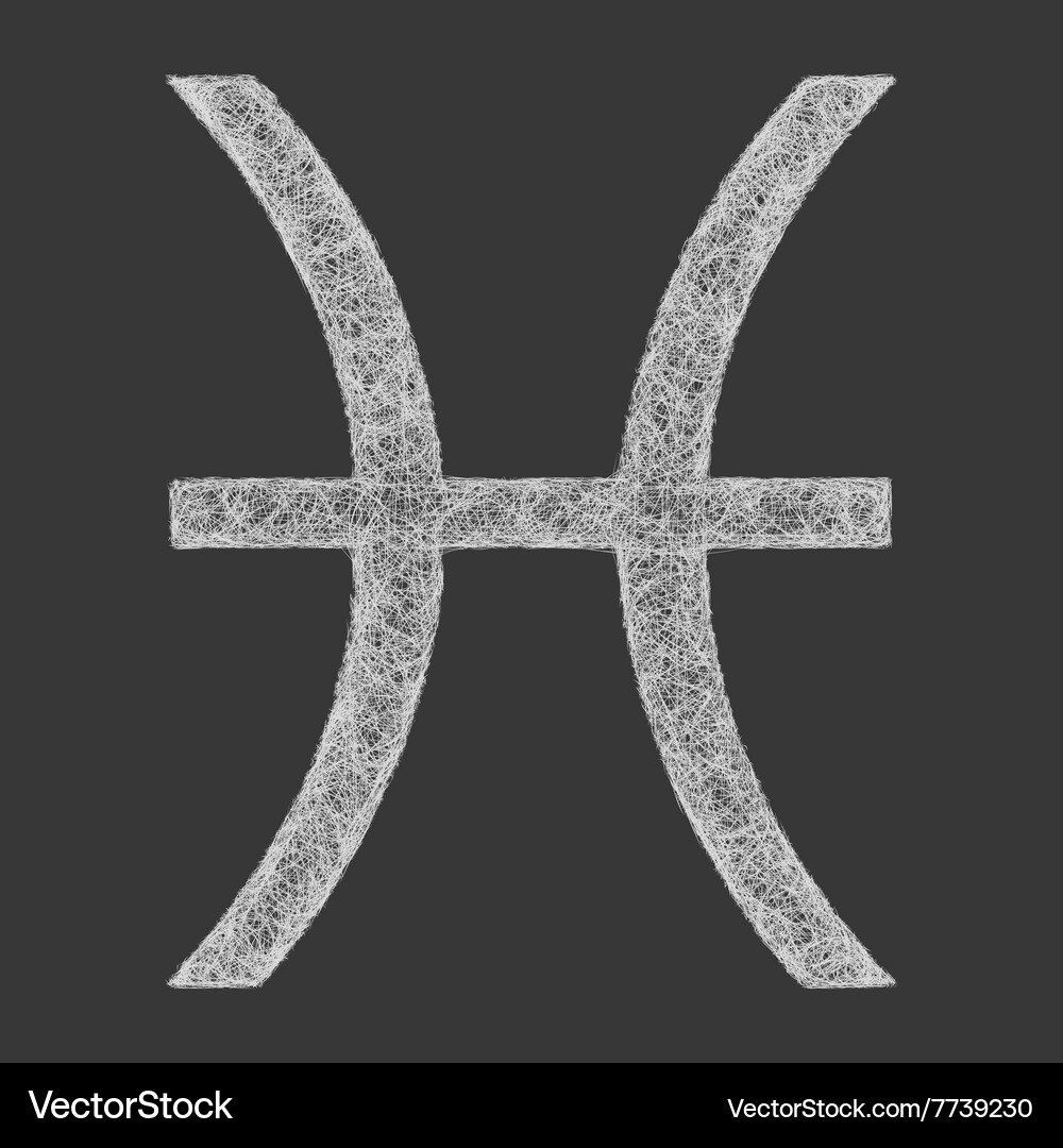 Pisces zodiac sign line art Royalty Free Vector Image
