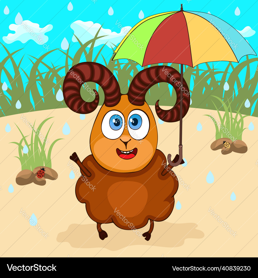 Ram hand drawing cartoon character Royalty Free Vector Image