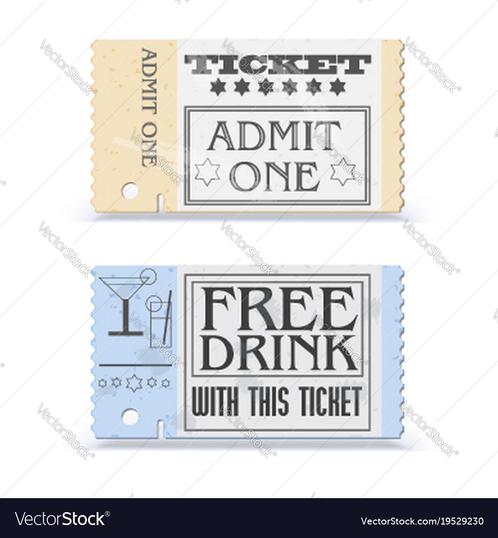 Set retro cinema tickets or event shape Royalty Free Vector