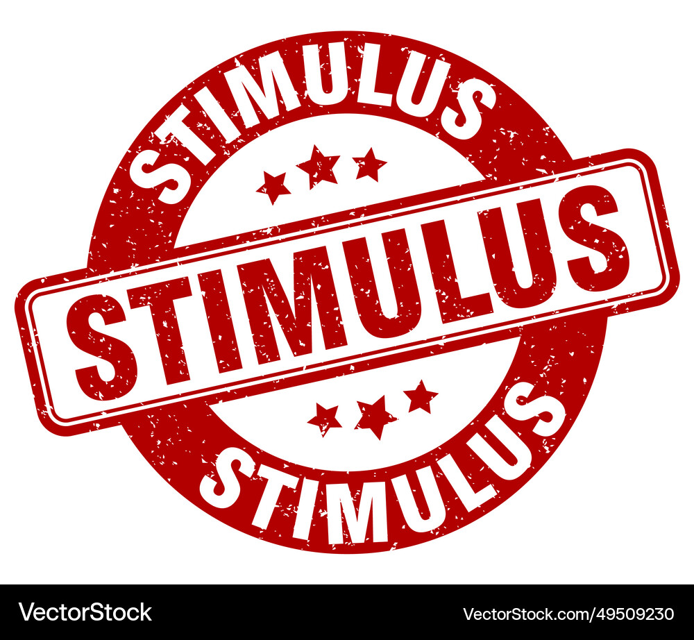 Stimulus stamp label round grunge sign Royalty Free Vector