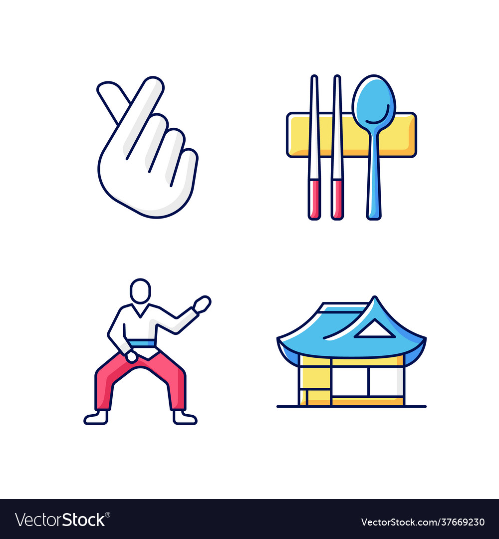 Symbols korea rgb color icons set Royalty Free Vector Image Symbols korea rgb color icons set Royalty Free Vector Image