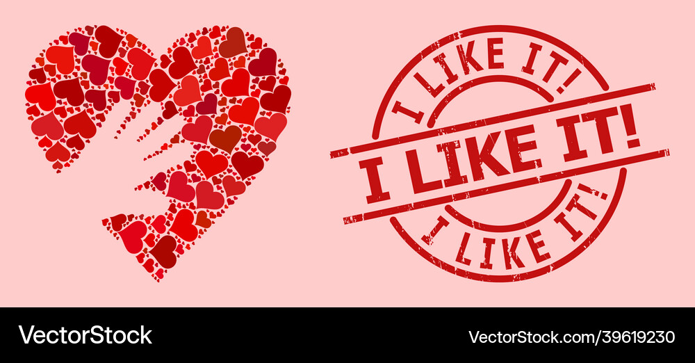 Textured i like it exclamation badge and red Vector Image