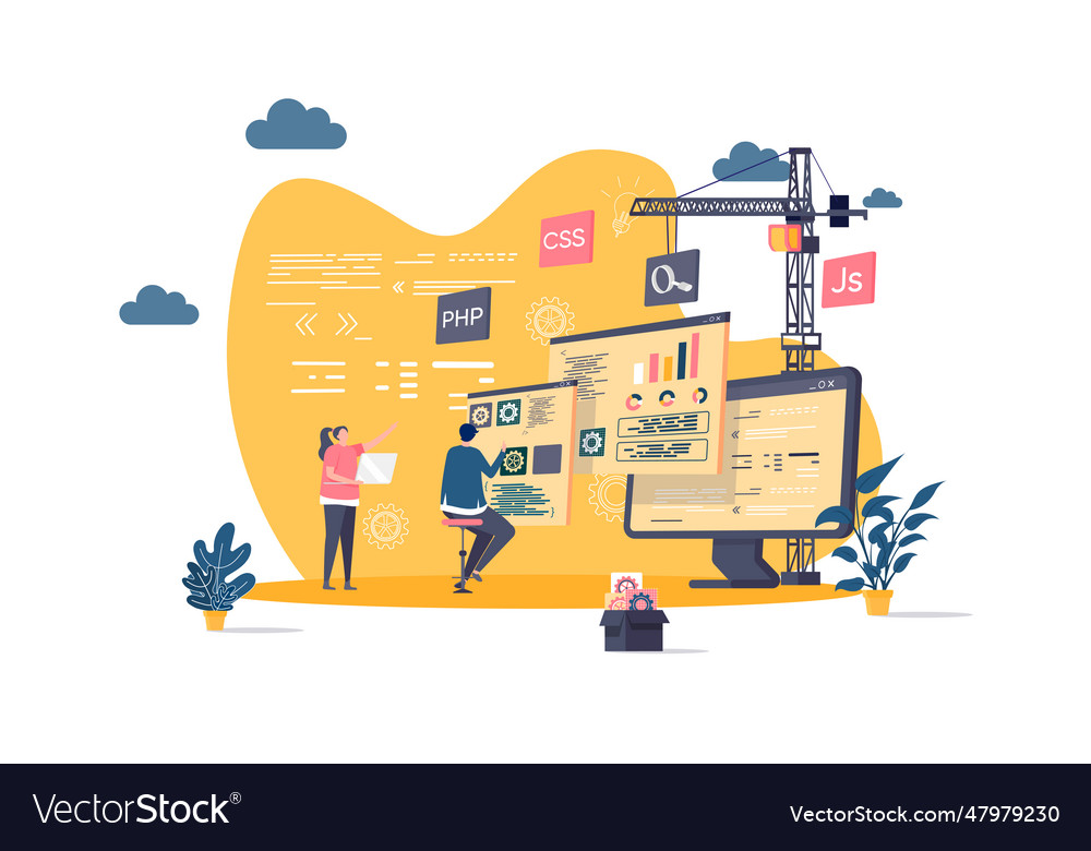 Web development concept in flat style developers Vector Image
