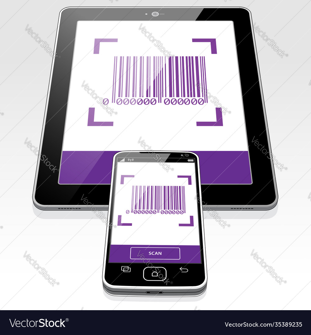 Bar code scanner - tablet and smartphone Vector Image