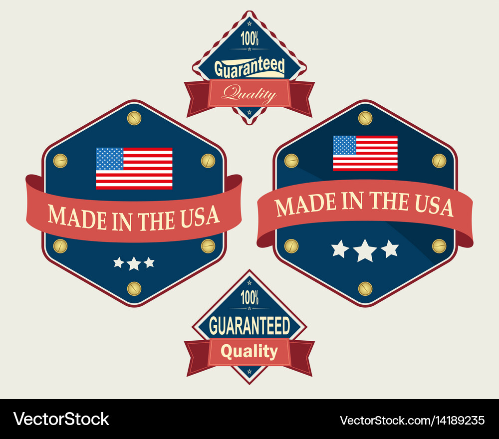 Blue icon with usa flag set Royalty Free Vector Image