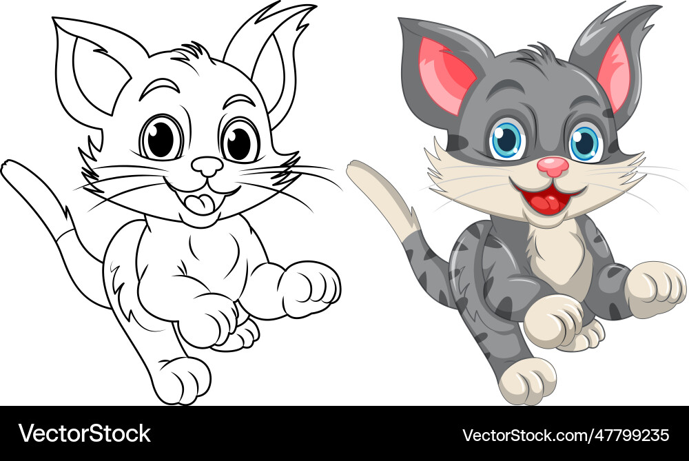 Cat doodle coloring page for children Royalty Free Vector