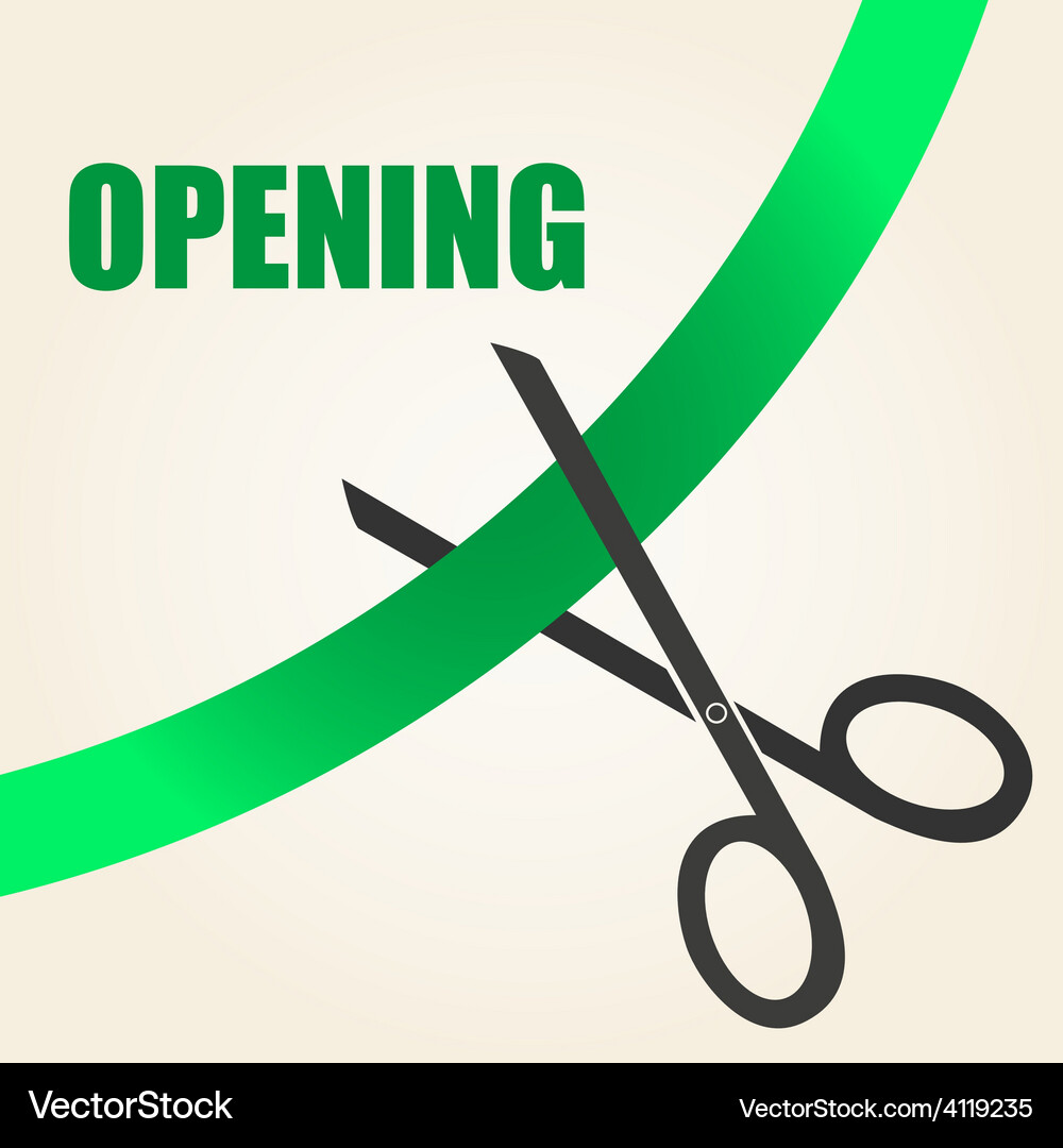 Celebration of opening something with scissors Vector Image