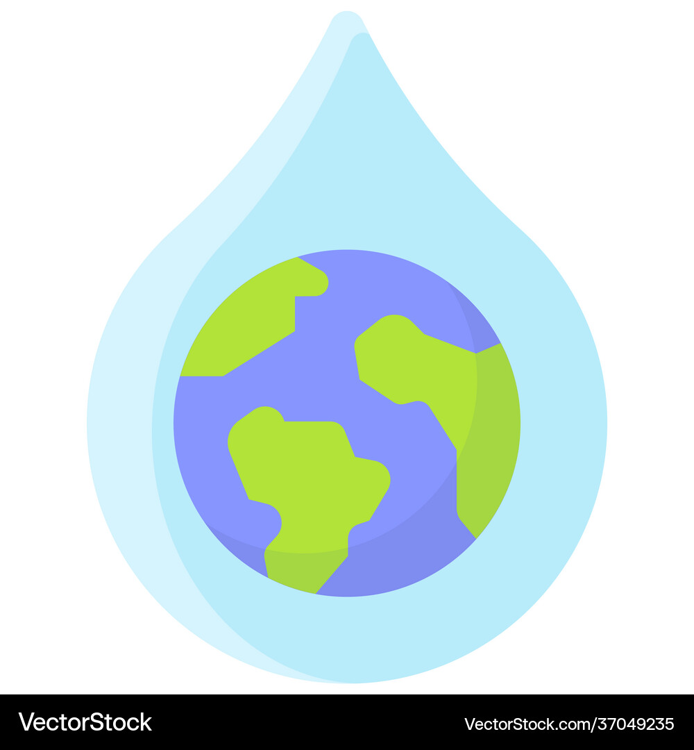 Earth in water drop icon day related Royalty Free Vector