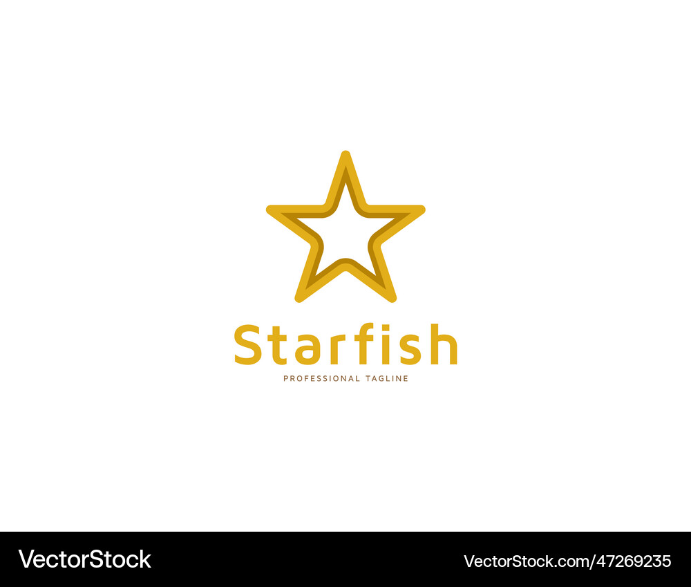 Golden starfish logo design Royalty Free Vector Image