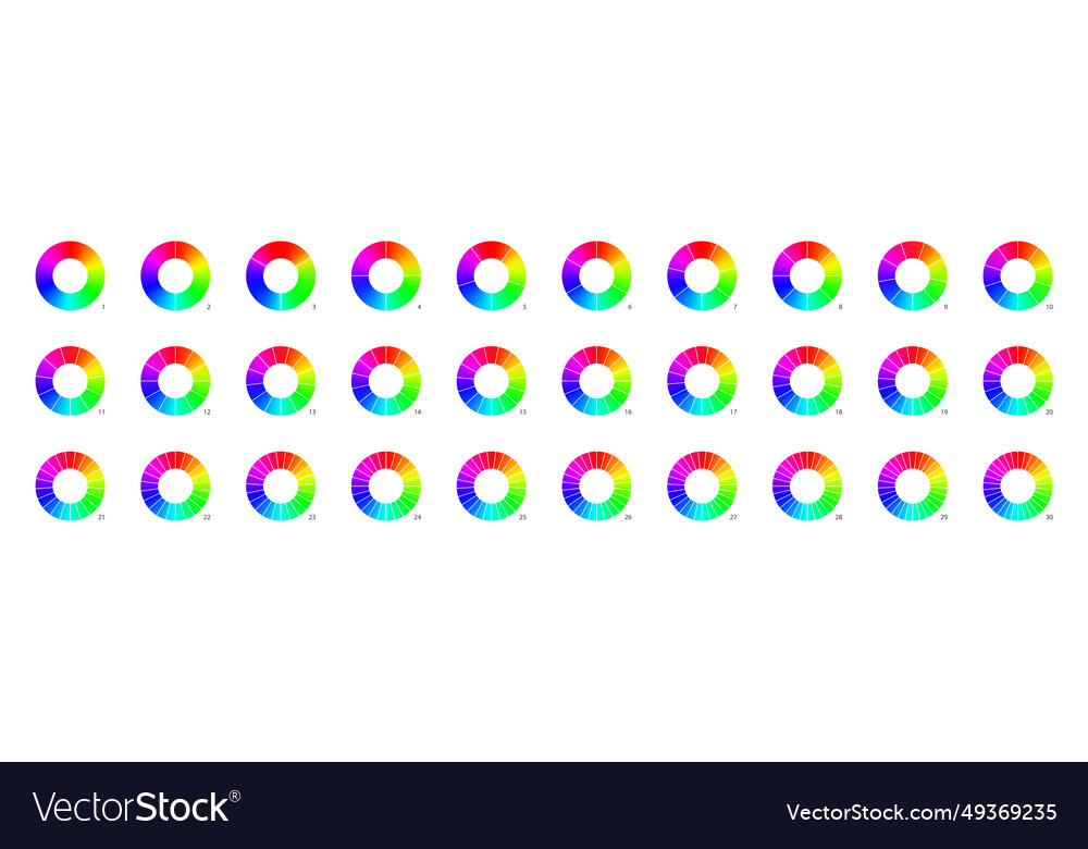 Gradient colored pie chart templates bright Vector Image Gradient colored pie chart templates bright Vector Image
