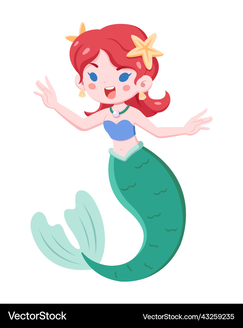 Happy mermaid cartoon Royalty Free Vector Image