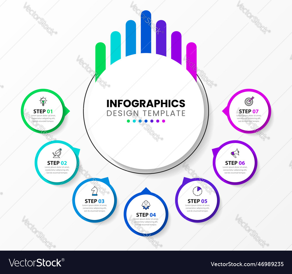 Infographic template with icons and 7 options Vector Image