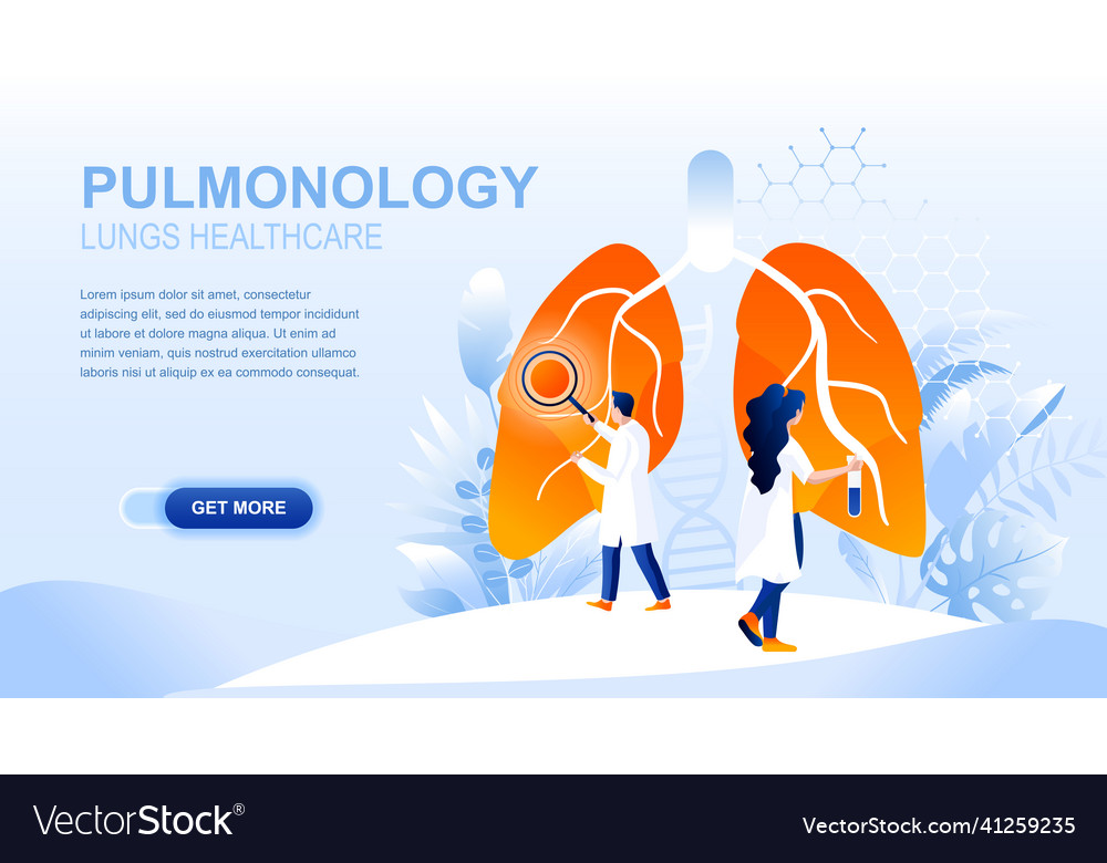 Pulmonology flat landing page with header banner Vector Image