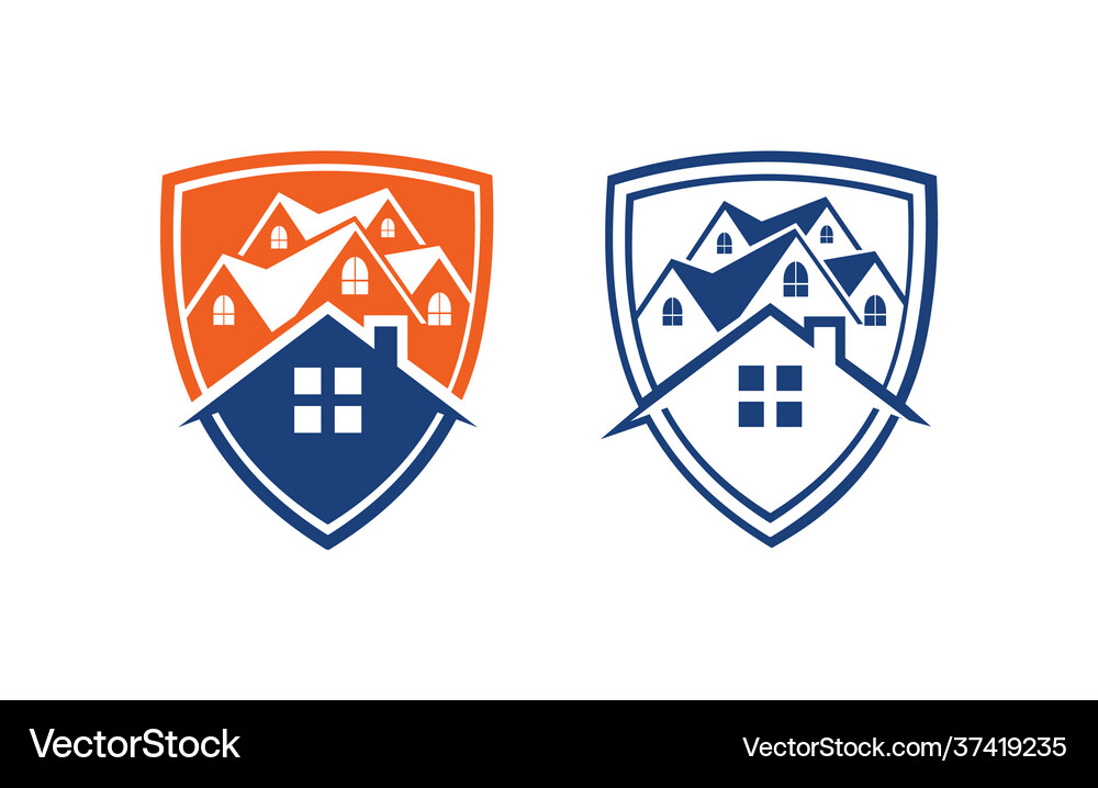 Real estate shield logo sign Royalty Free Vector Image