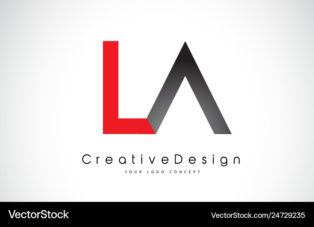 Red and black la l a letter logo design creative Vector Image