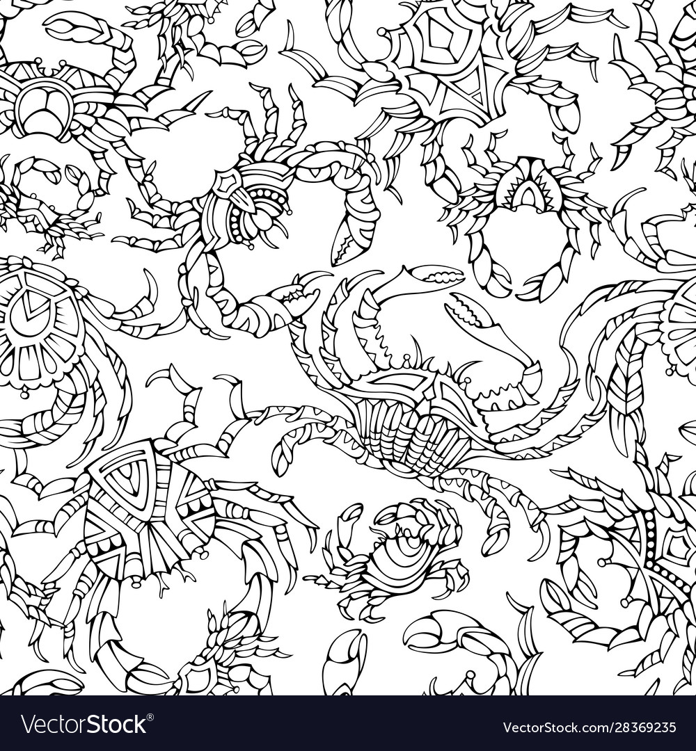 Seamless crabs pattern Royalty Free Vector Image