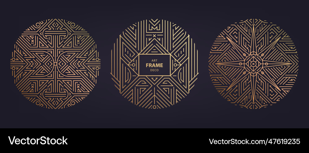 Set of art deco frames adges abstract Royalty Free Vector