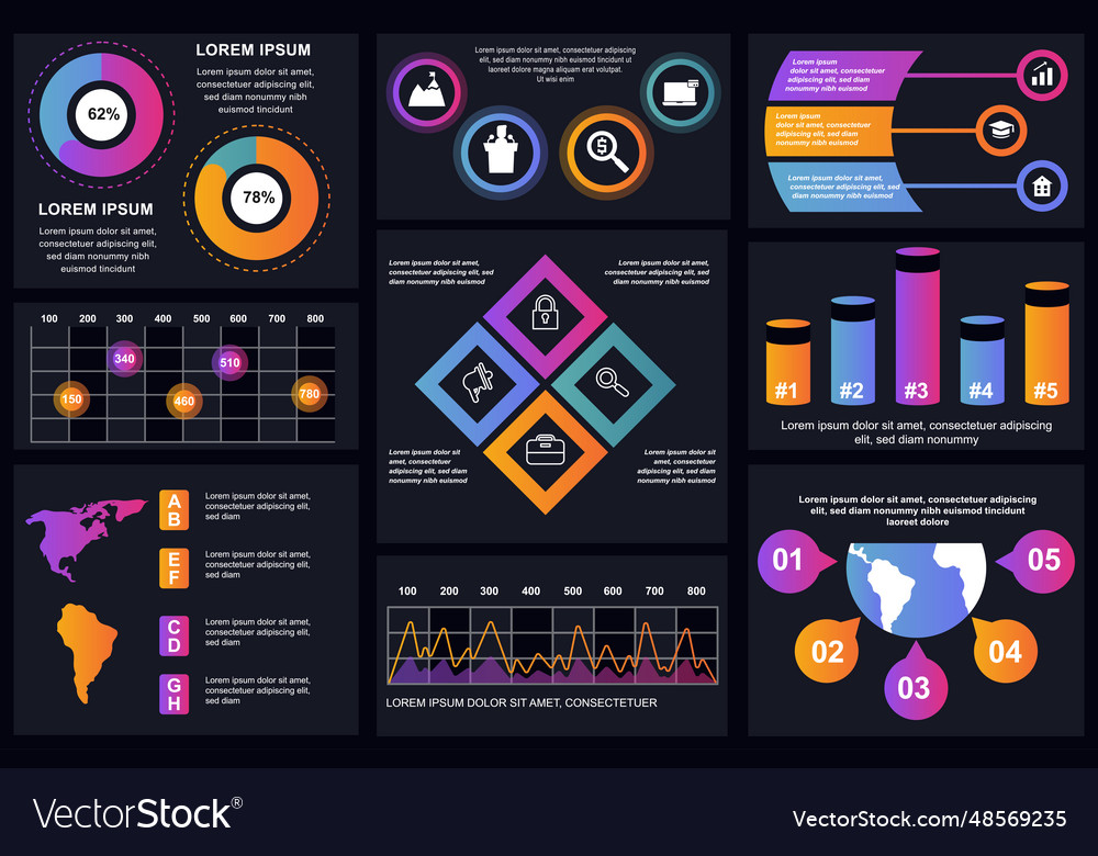 Set of infographic elements data visualization Vector Image