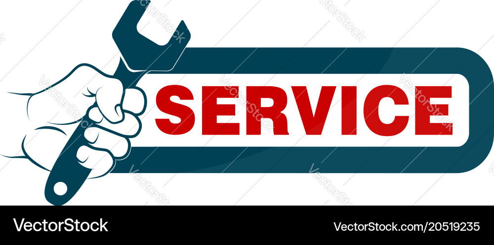 Spanner in hand and sign service Royalty Free Vector Image