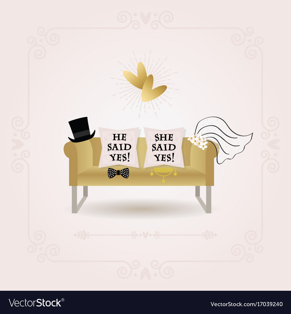 Abstract he said yes and she pillows card Vector Image