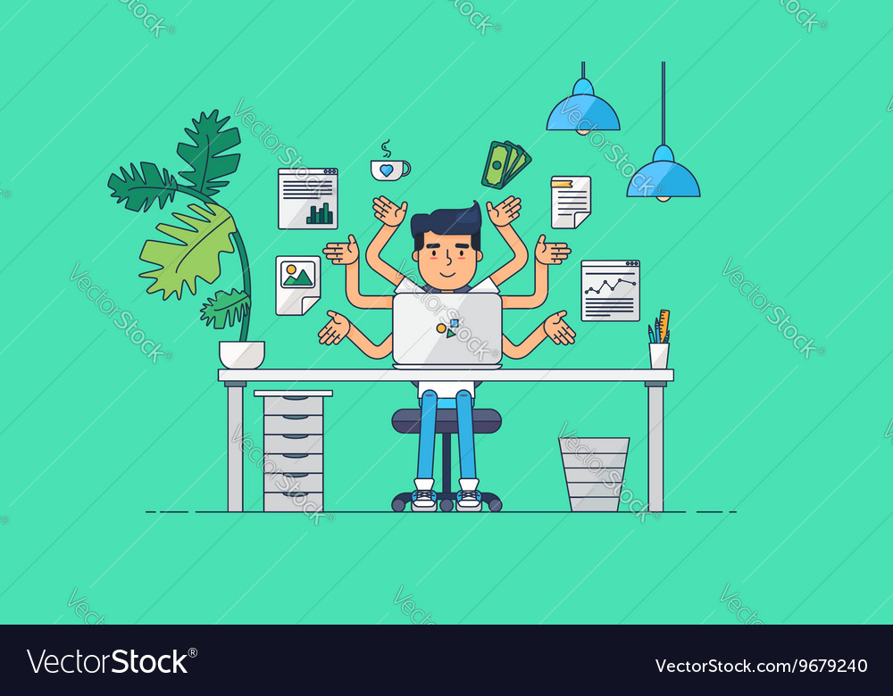 Creative tech workspace Royalty Free Vector Image