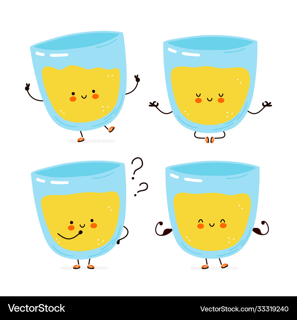 Cute happy lemonade character set collection Vector Image