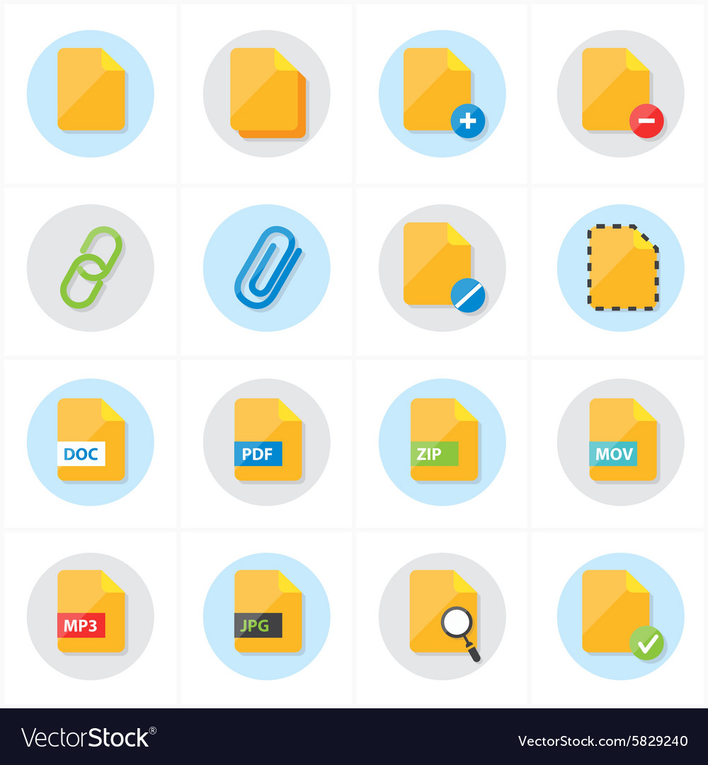 Flat icons file Royalty Free Vector Image - VectorStock