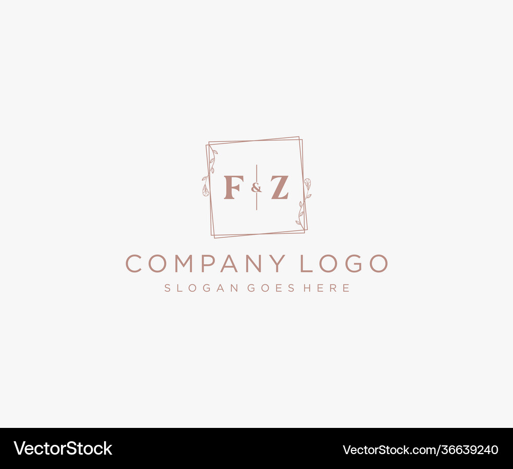 Initial fz letters decorative luxury wedding logo Vector Image
