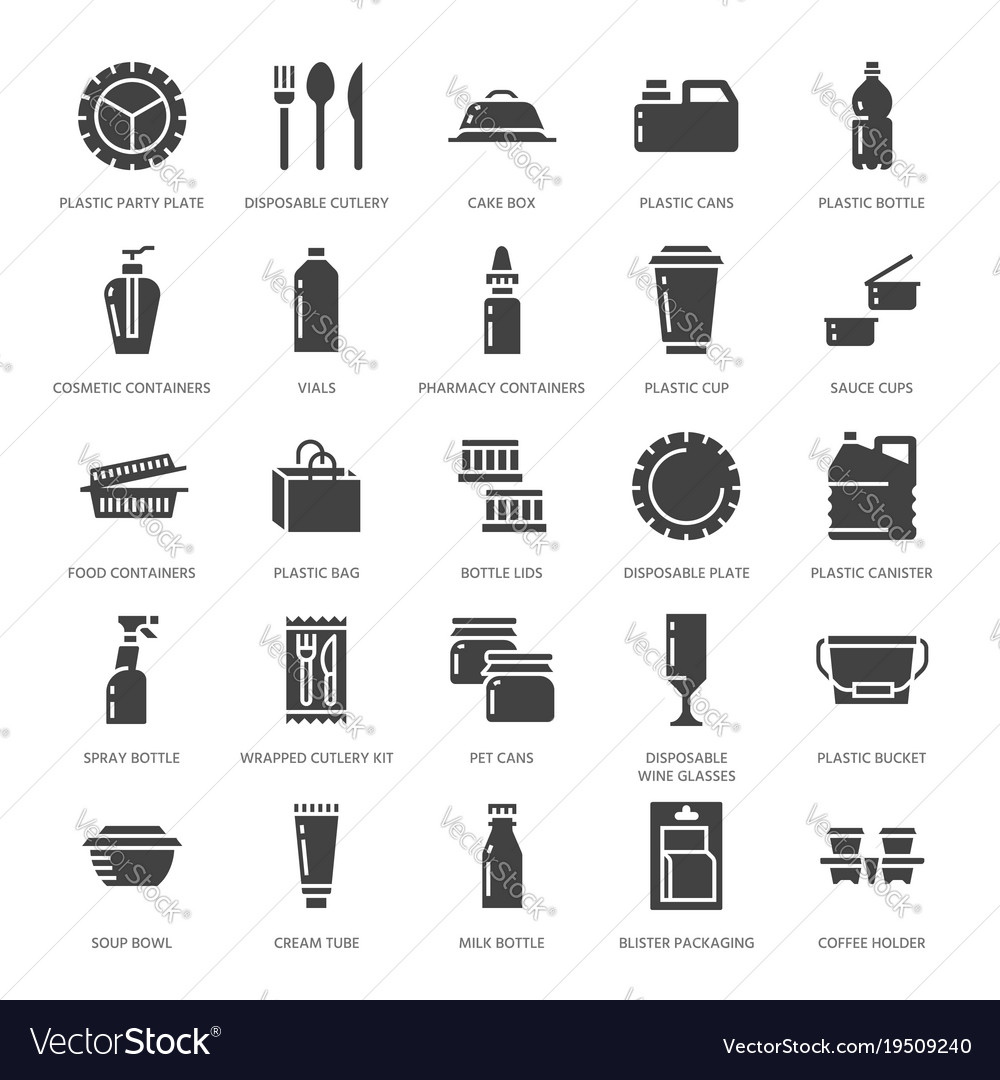 Plastic packaging disposable tableware Royalty Free Vector