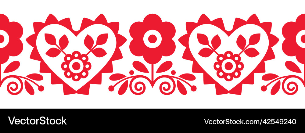 Polish floral folk art seamless pattern Royalty Free Vector