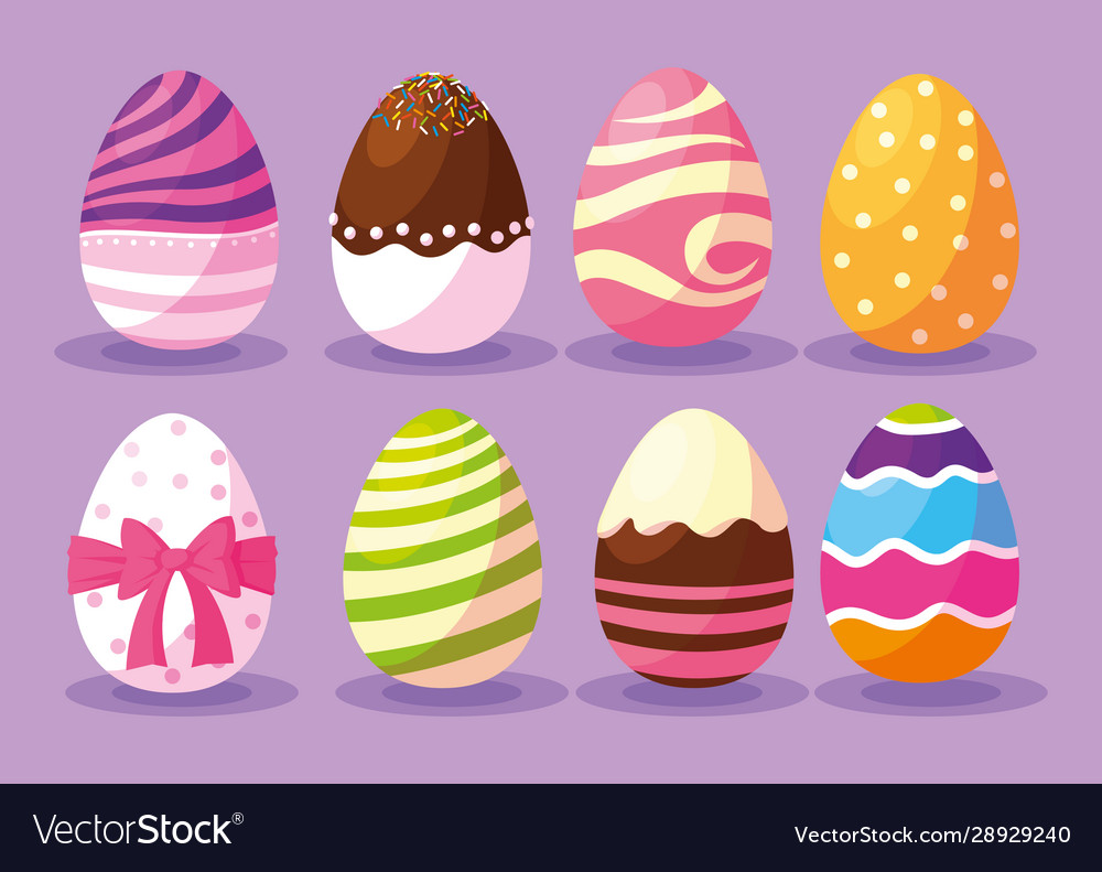 Set easter eggs happy Royalty Free Vector Image