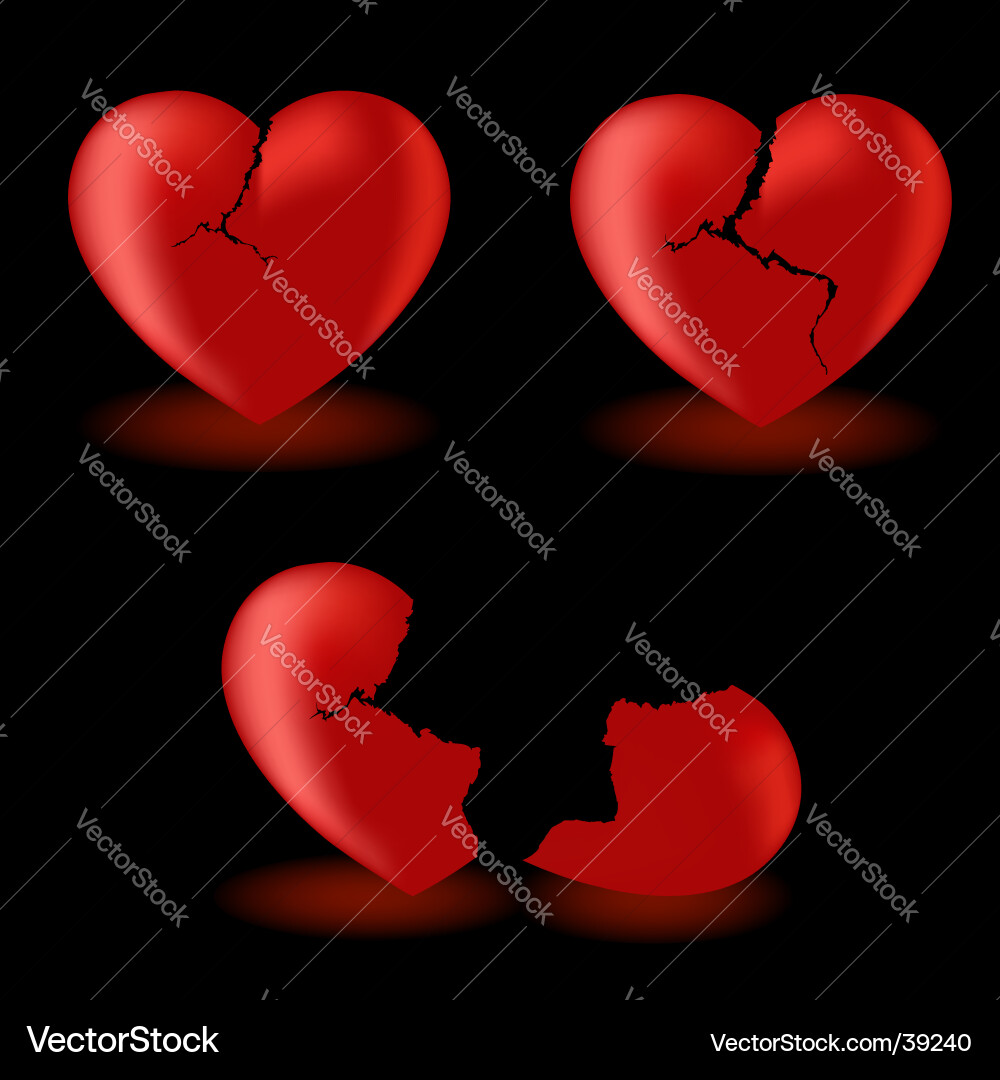 Set from broken hearts Royalty Free Vector Image