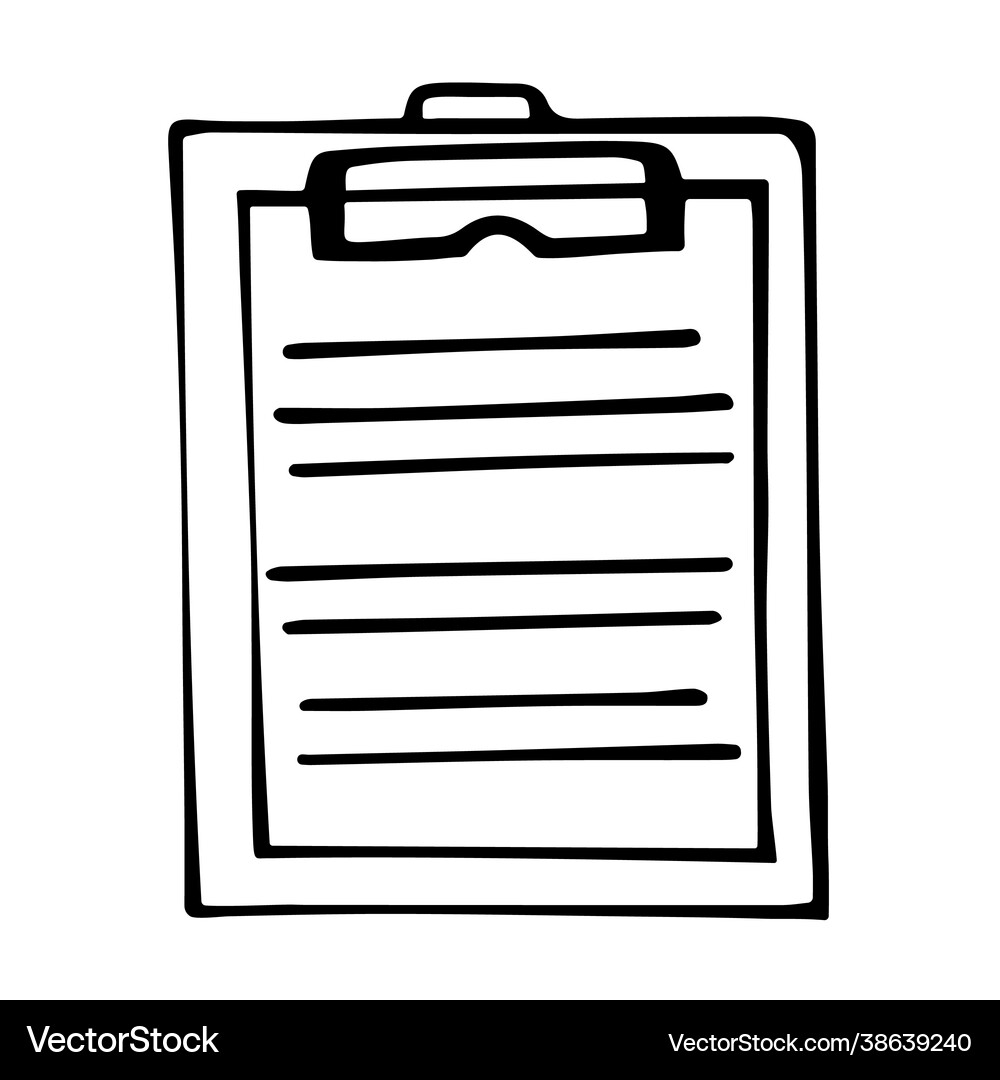 Tablet with a sheet paper in doodle style Vector Image