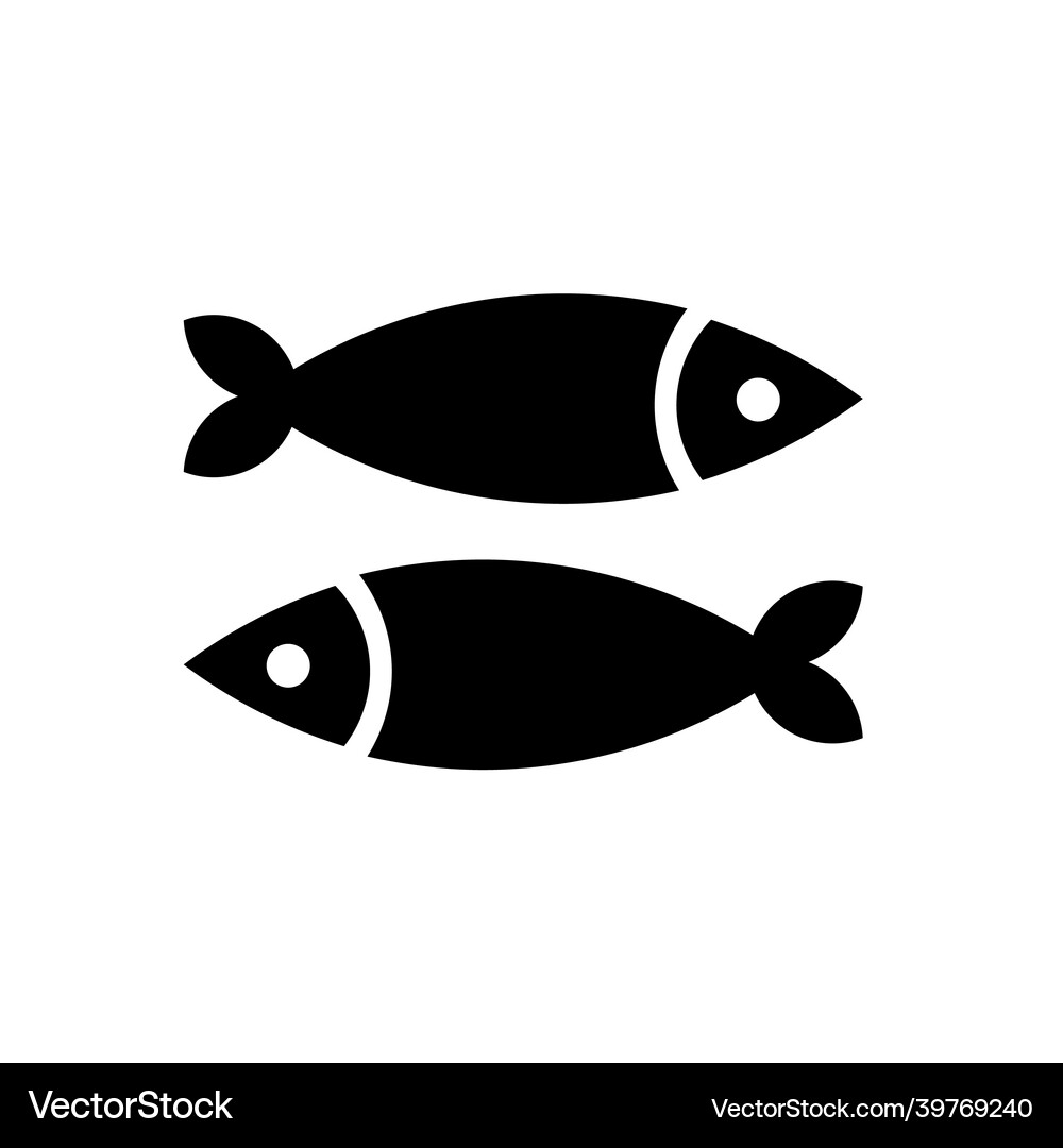 Two fish black glyph icon or logo isolated Vector Image