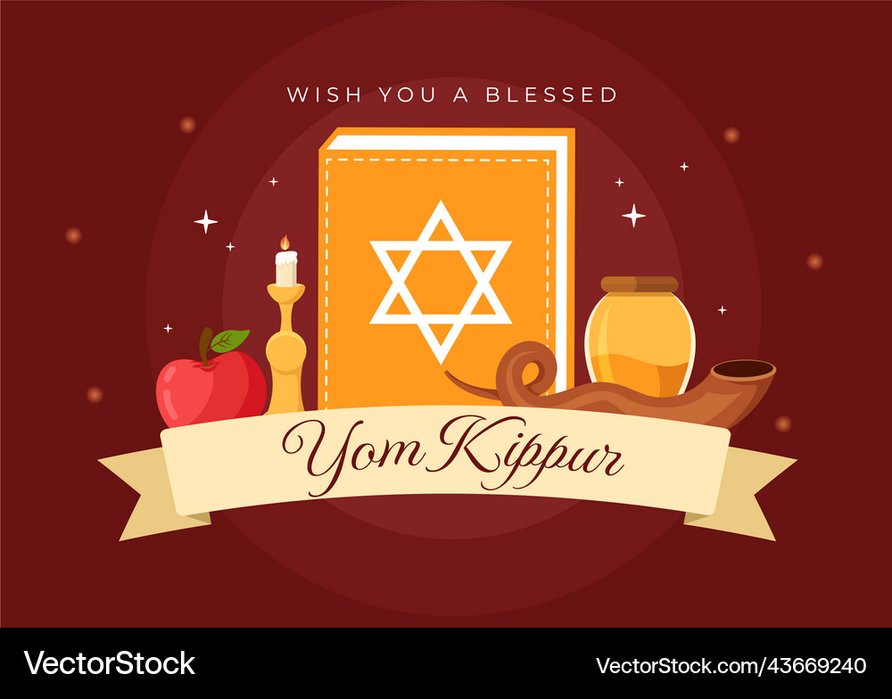 Yom kippur celebration hand drawn cartoon flat Vector Image