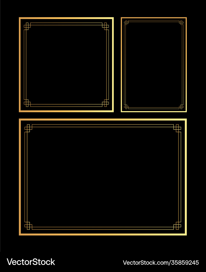 Abstract chinese style golden frame collection Vector Image