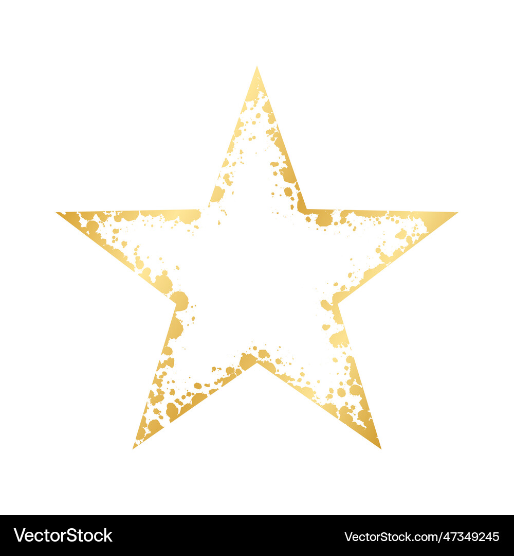 Abstract star shaped gold ink splatter graphic Vector Image