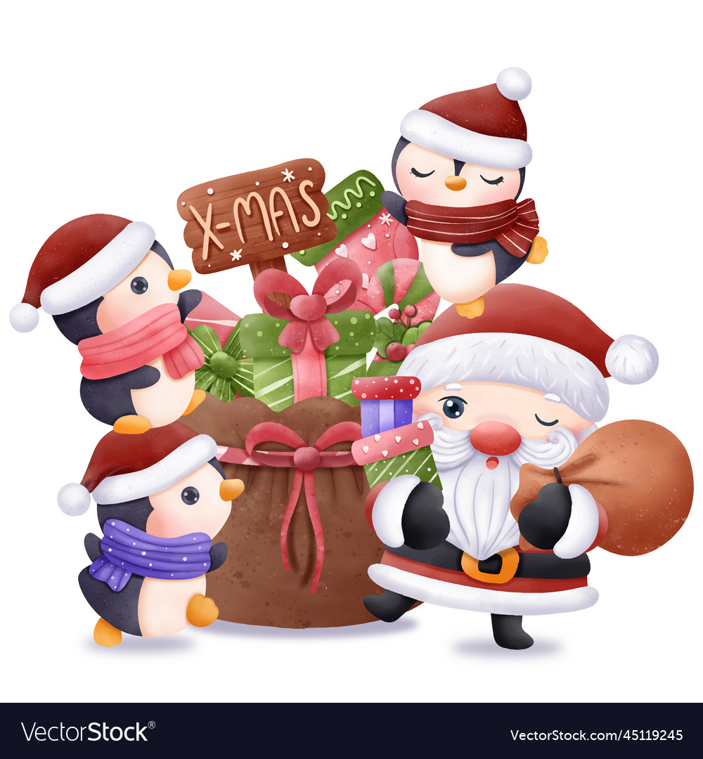 Christmas series santa and friends Royalty Free Vector Image