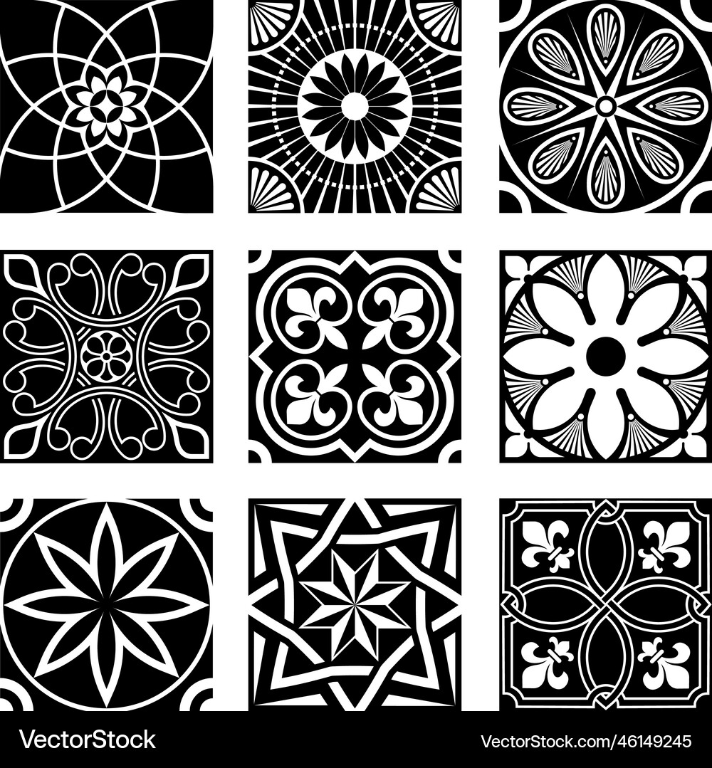 Collection of vintage ornamental patterns Vector Image
