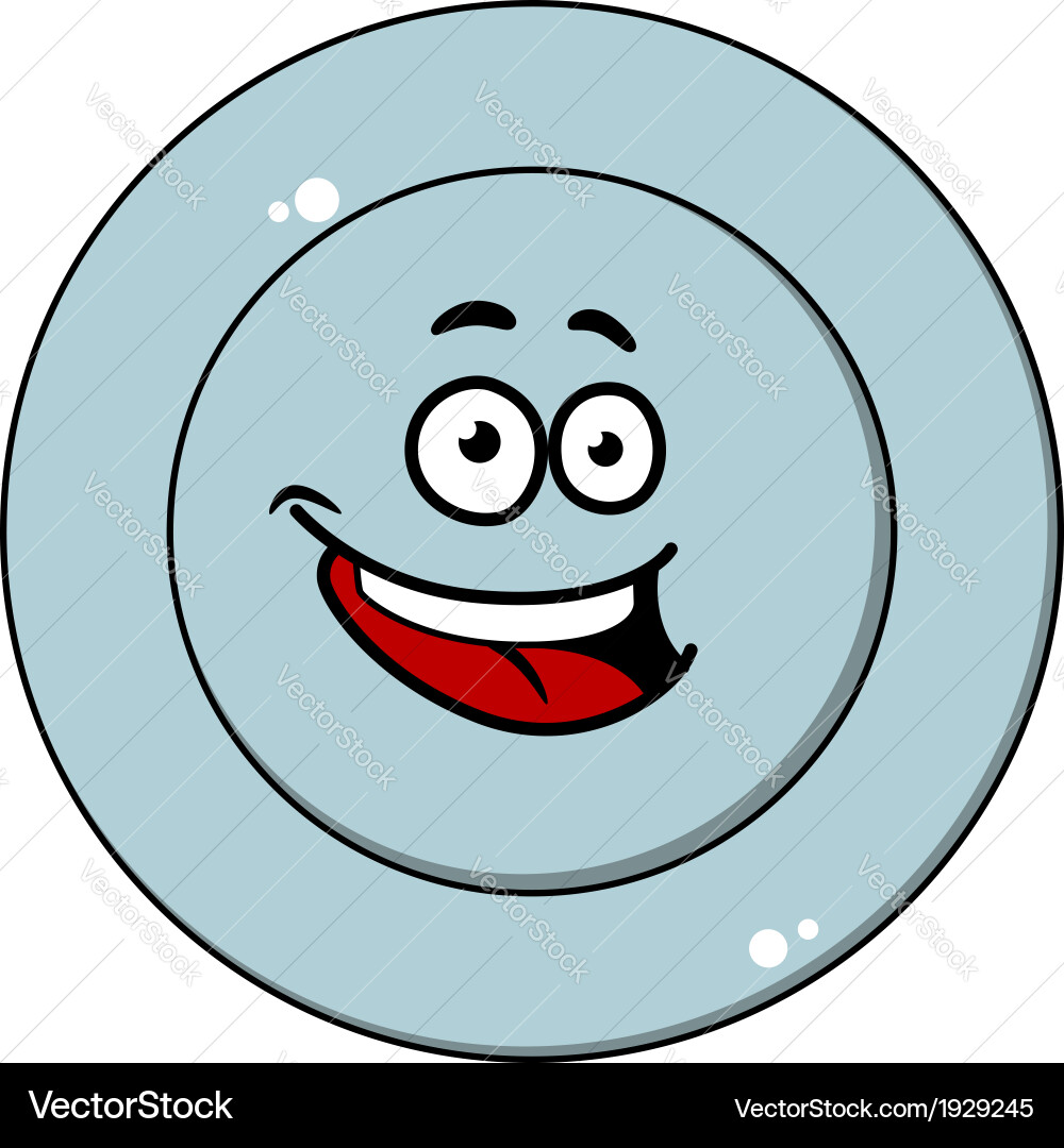 Happy blue plate with a laughing face Royalty Free Vector