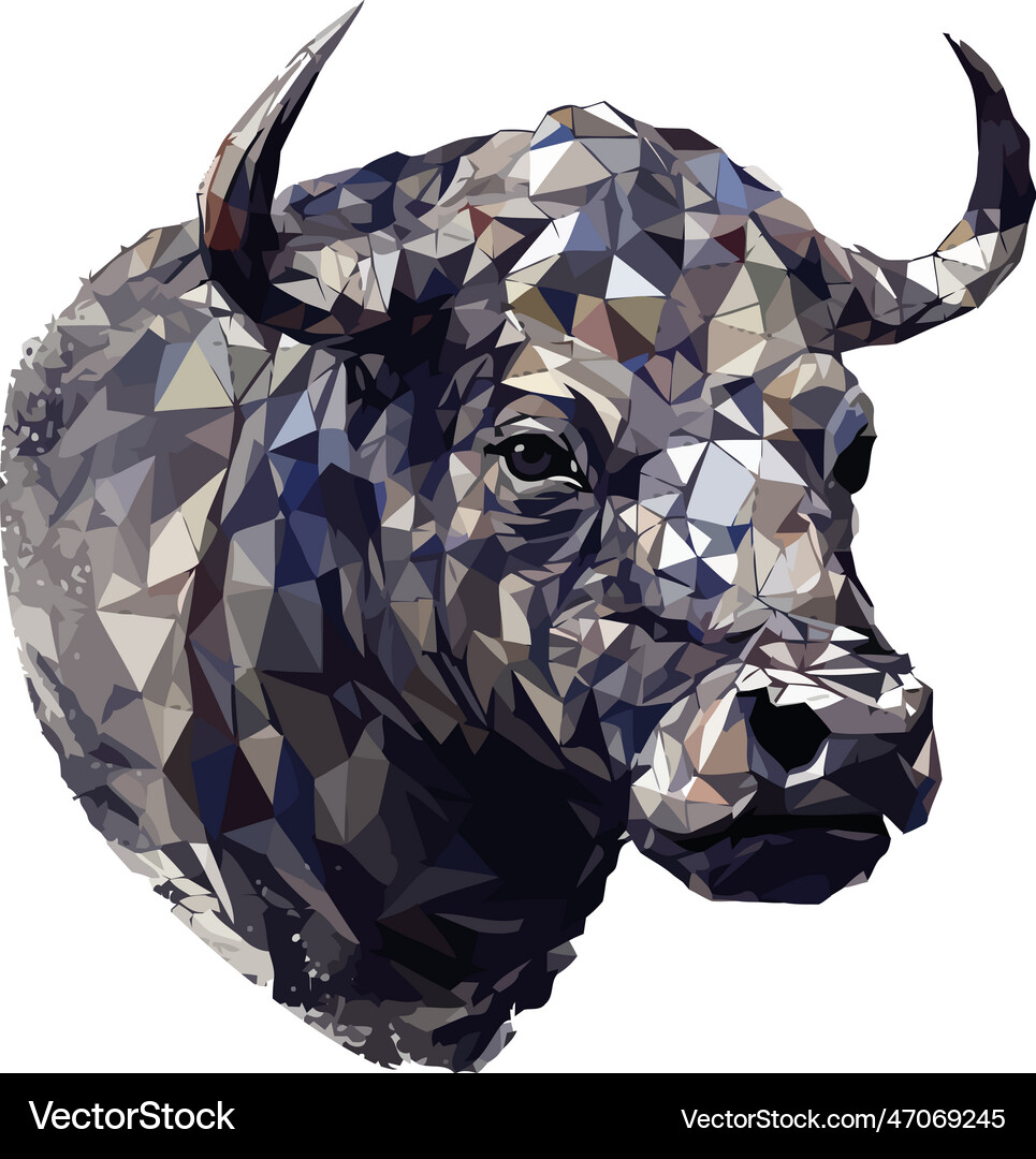 Horned bull symbol on geometric design Royalty Free Vector