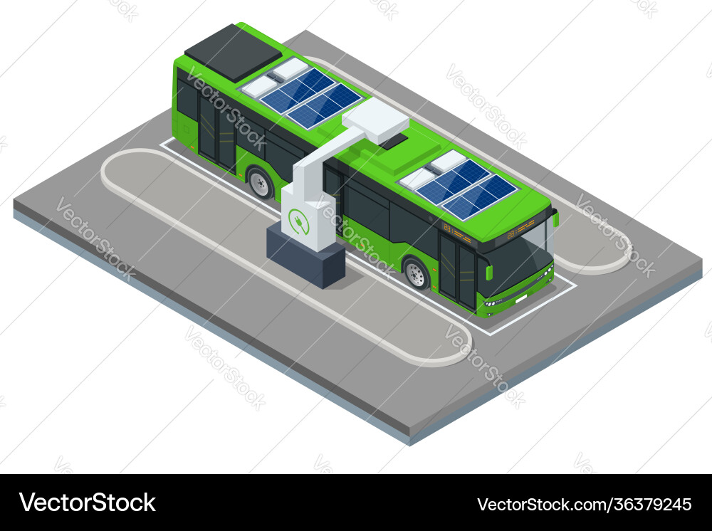 Isometric an electric bus a that is powered Vector Image