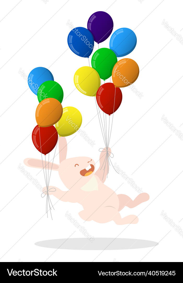 Joyful cheerful rabbit hare jumps and flies Vector Image